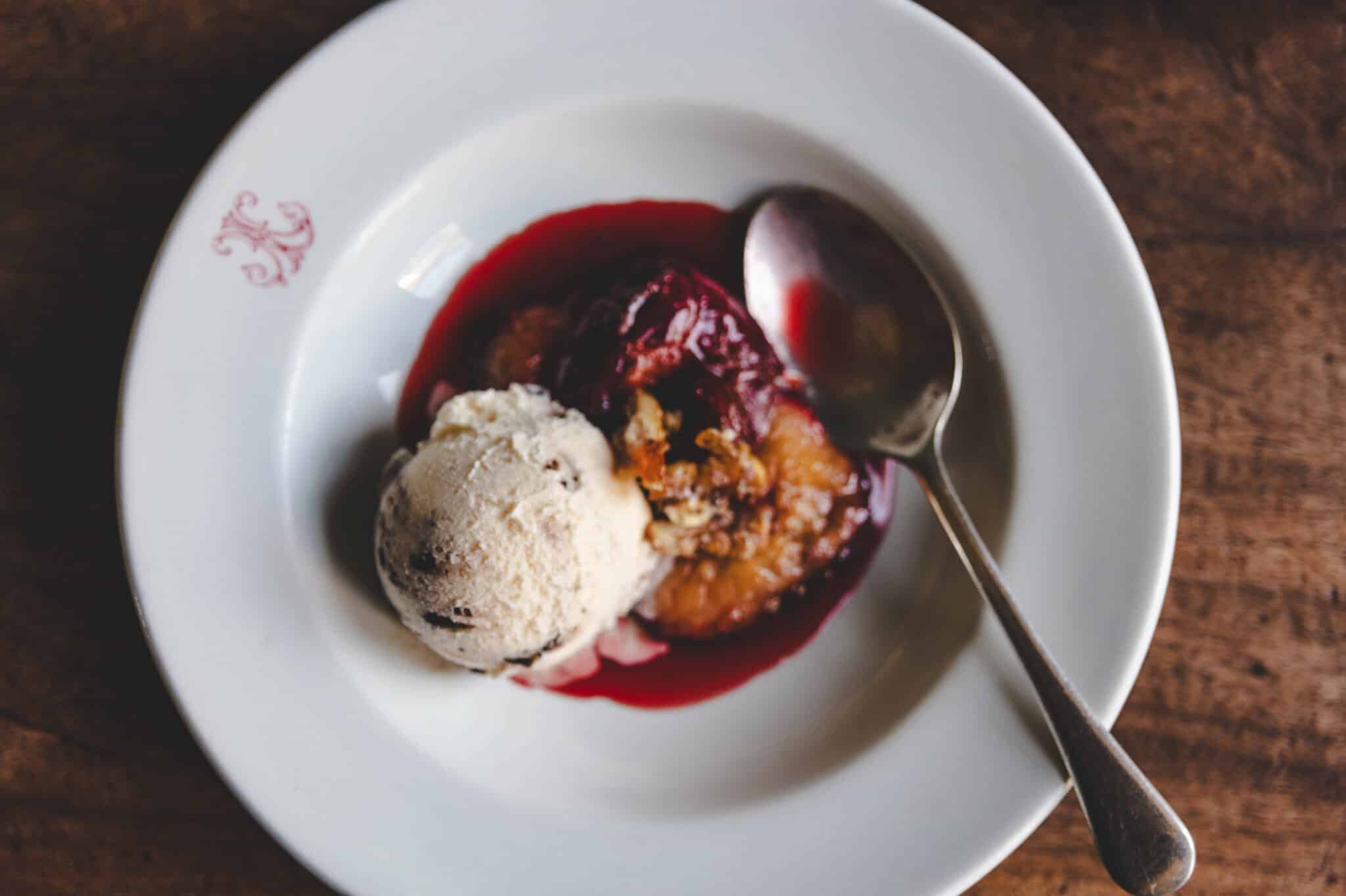 Recipe: Roasted Plums with Spiced Vinegar & Pickled Walnut Ice Cream ...